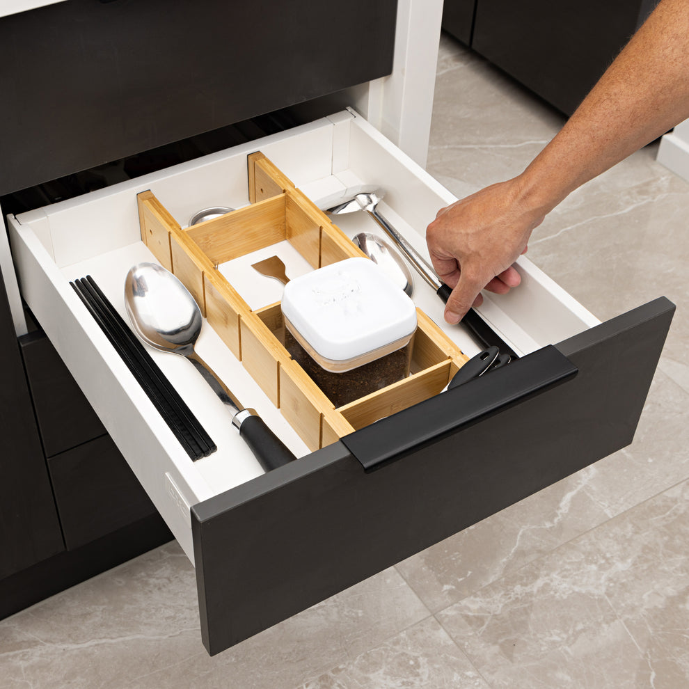 Drawer Dividers 100% Bamboo – Adjustable Multi-Purpose Draw Organiser