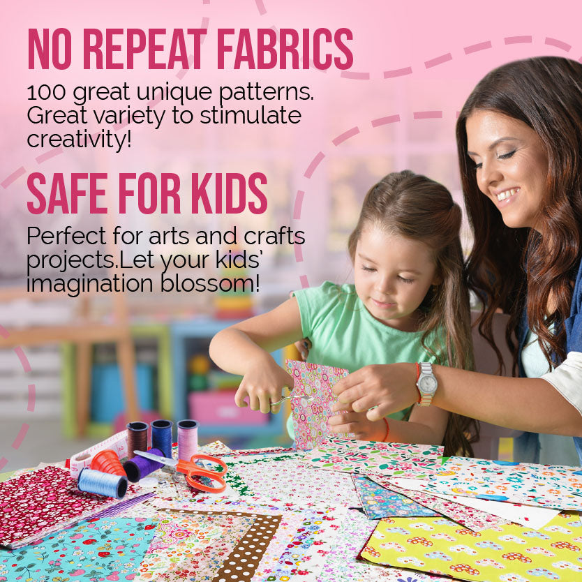 100pcs Precut Cotton Fabric Squares - 8 Inch Bundles of Quilting Mater